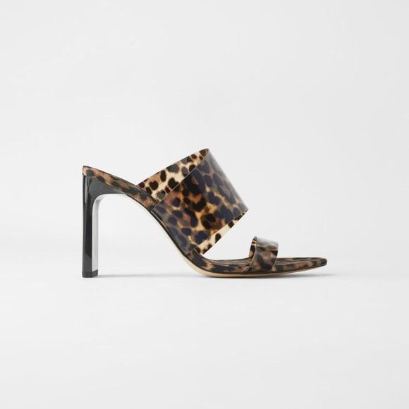 Zara | Shoes | Zara Tortoise Shell Vinyl Mules Strappy Sandals Clear ...